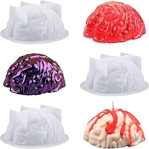 Amazon.com: Actvty Brain Silicone Mold, 3 Pcs Halloween Brain Molds for ...