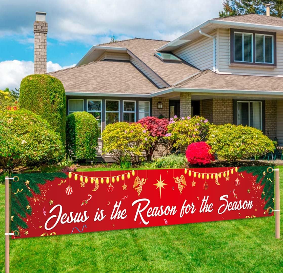 Amazon.com: Ufocusmi Jesus is The Reason for The Season Sign Banner ...