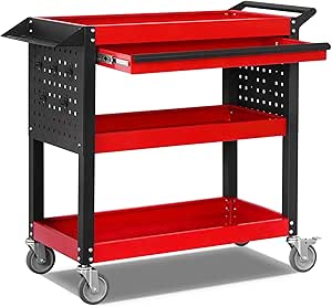 Amazon.com: XCX 3 Tier Tool Cart on Wheels, Heavy Duty Metal Rolling Tool Cart with Drawers and ...