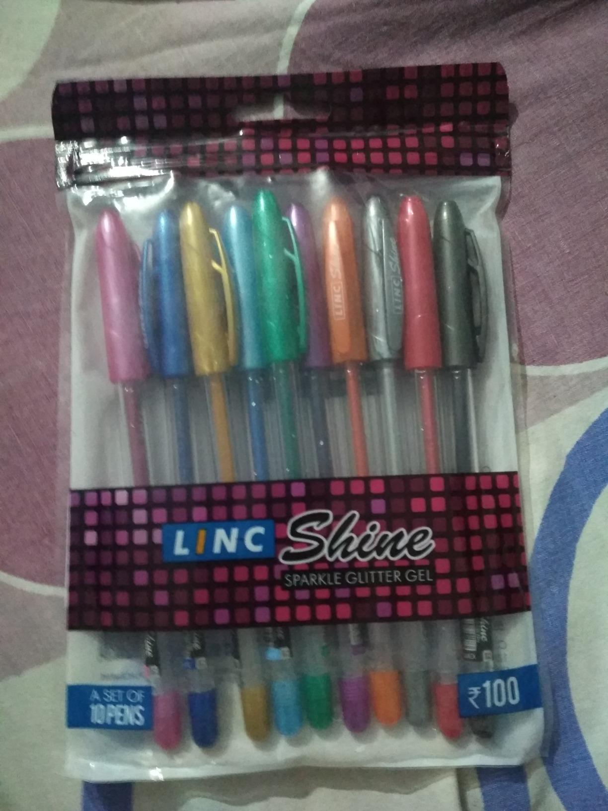 Linc Shine 1.0mm Sparkle Glitter Gel Pen | Set of 10 Ink Shades x 3 ...