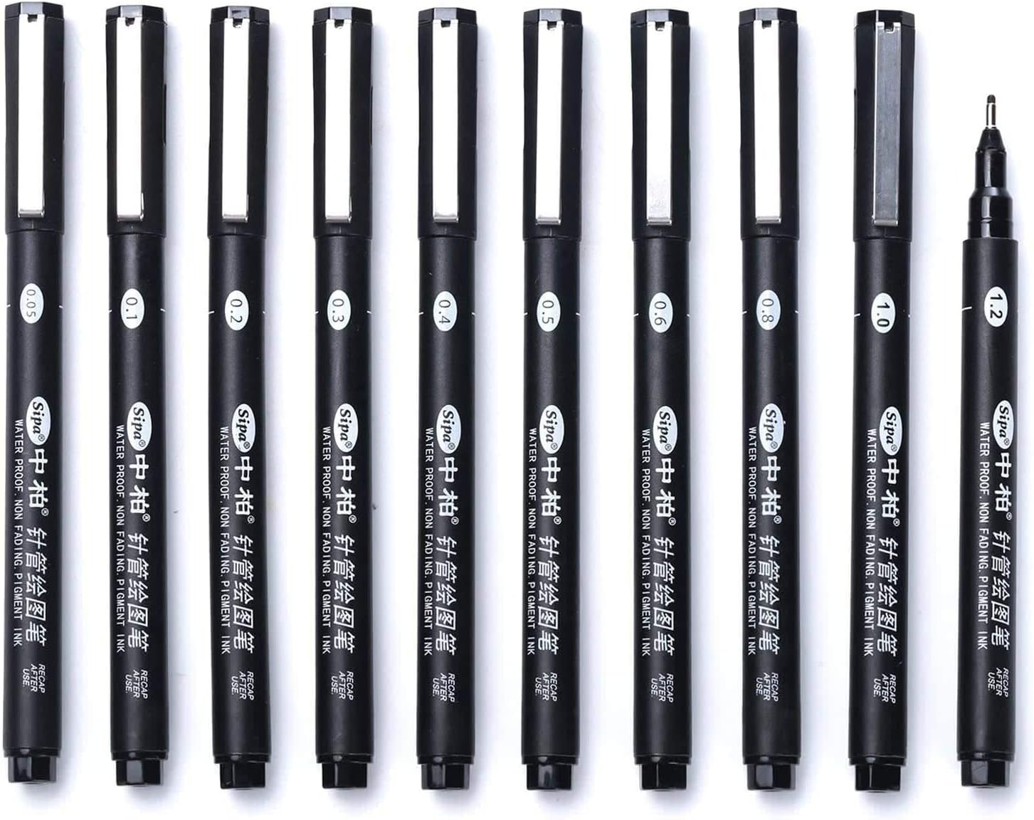 Black Micro-Pen Fineliner,Fineliner Pen Set 10,Ink Pens Black Drawing ...