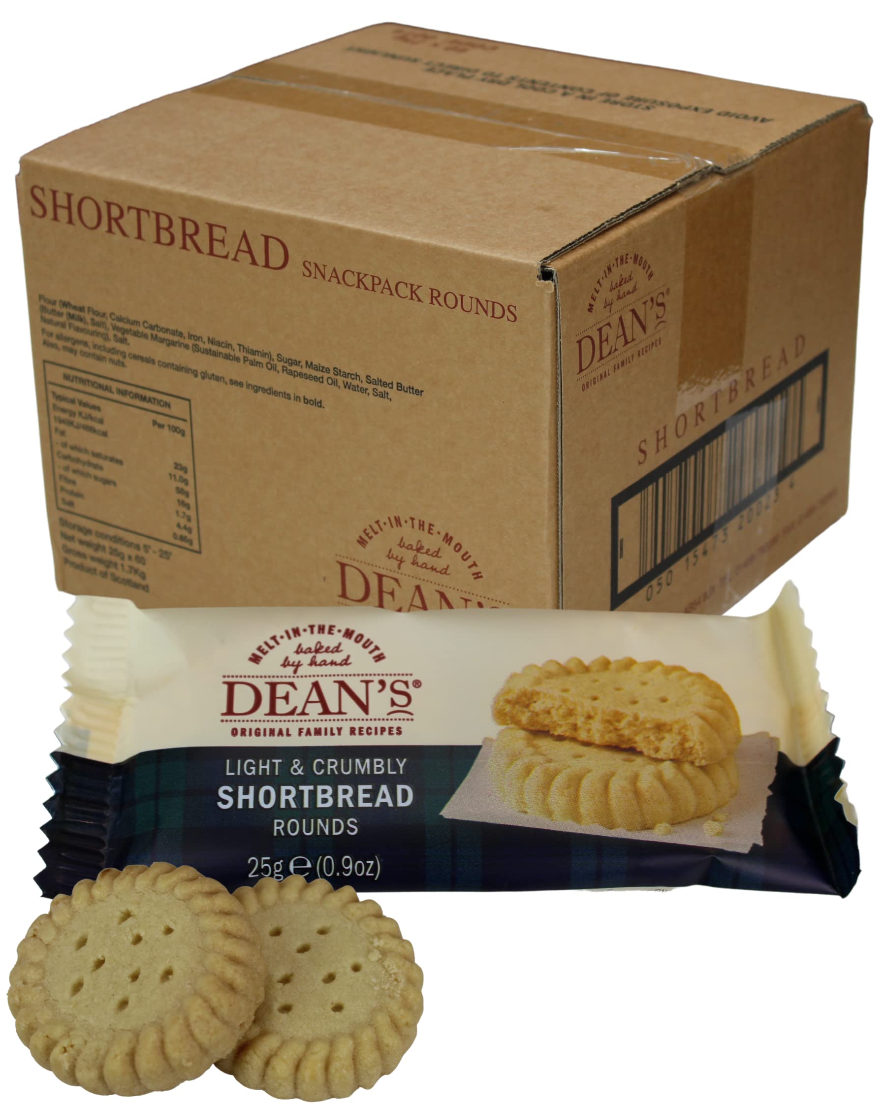 Deans Shortbread Biscuits Individually Wrapped - Bulk Box of 60 Twin ...