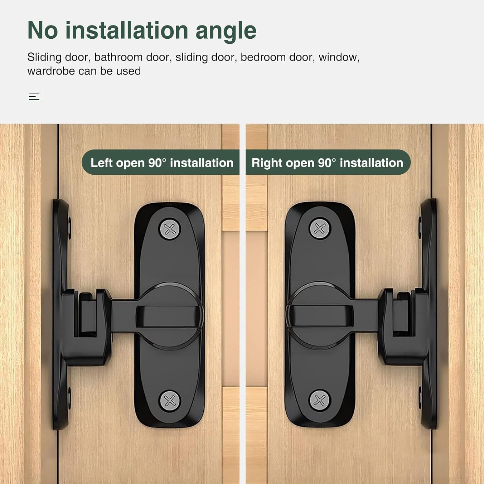 Snapklik.com : Barn Door Lock 90/180 Degree Door Latch Lock Safety Zinc ...
