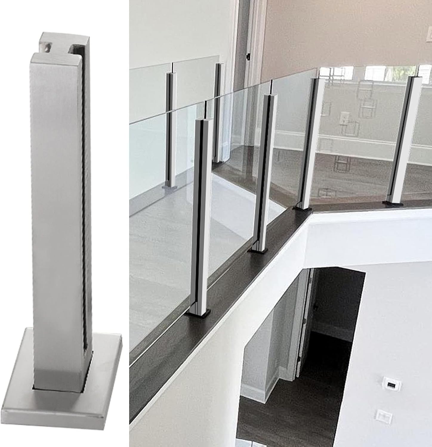 Amazon.com: Glass Balustrade Post Clamp, Glass Banister Guard Post ...