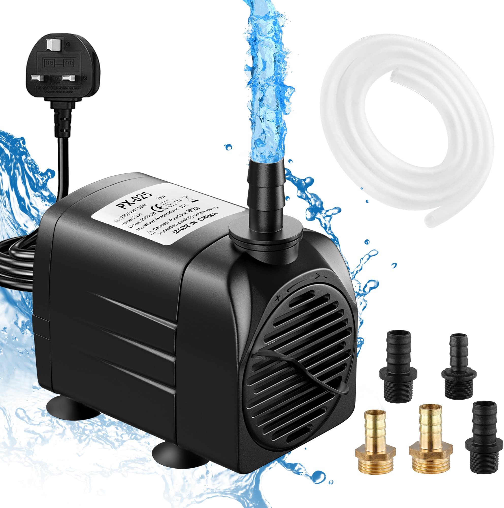 AllPondSolutions Pond Pump 1400 L/H, Fully Submersible - Garden Fish ...