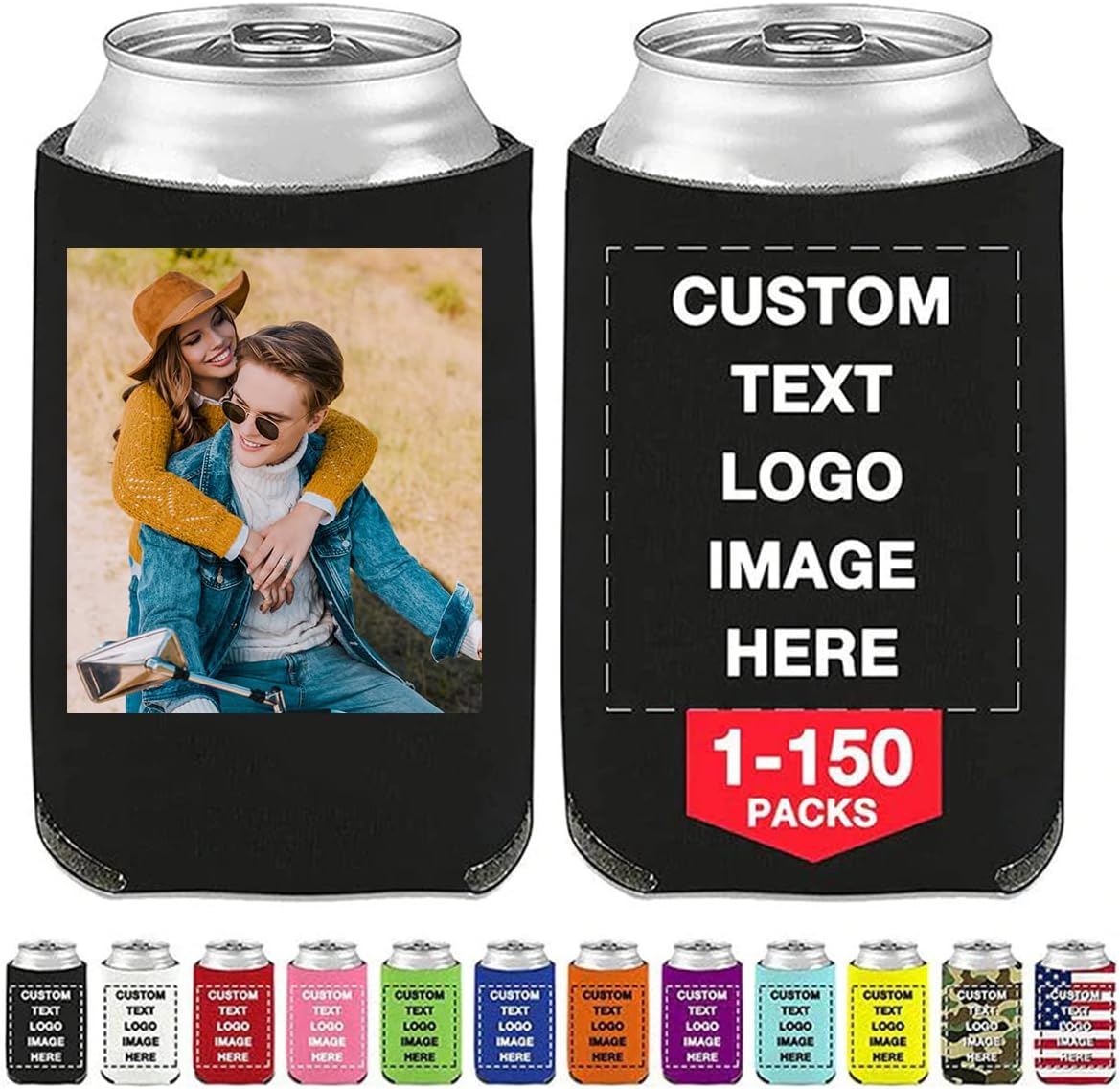 Amazon.com: Personalized Can Sleeve Beer Coolers 1-150pcs Bulk Custom ...