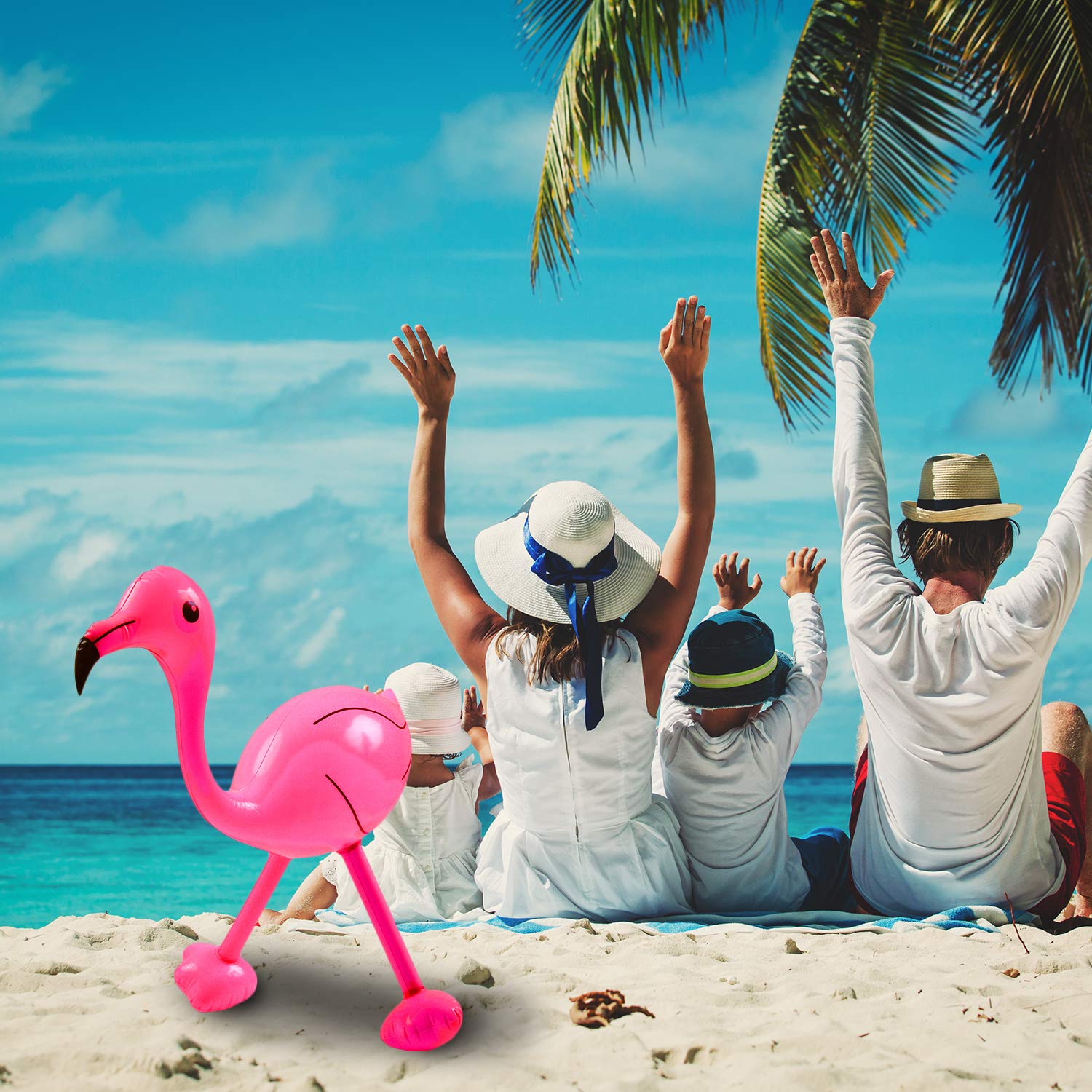 ELCOHO 5 Pack Inflatable Flamingos Pink Pool Toys for Hawaii Party ...