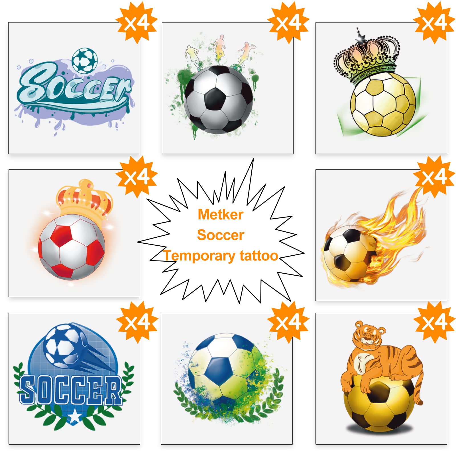 Snapklik.com : Soccer Sports Waterproof Temporary Tattoos,140 Piece ...