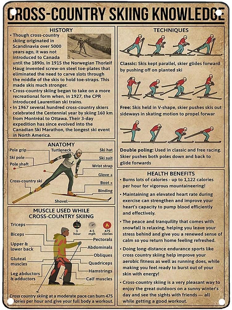 Amazon.com: apular 12x16 IN Cross-Country Skiing Knowledge Metal Signs ...