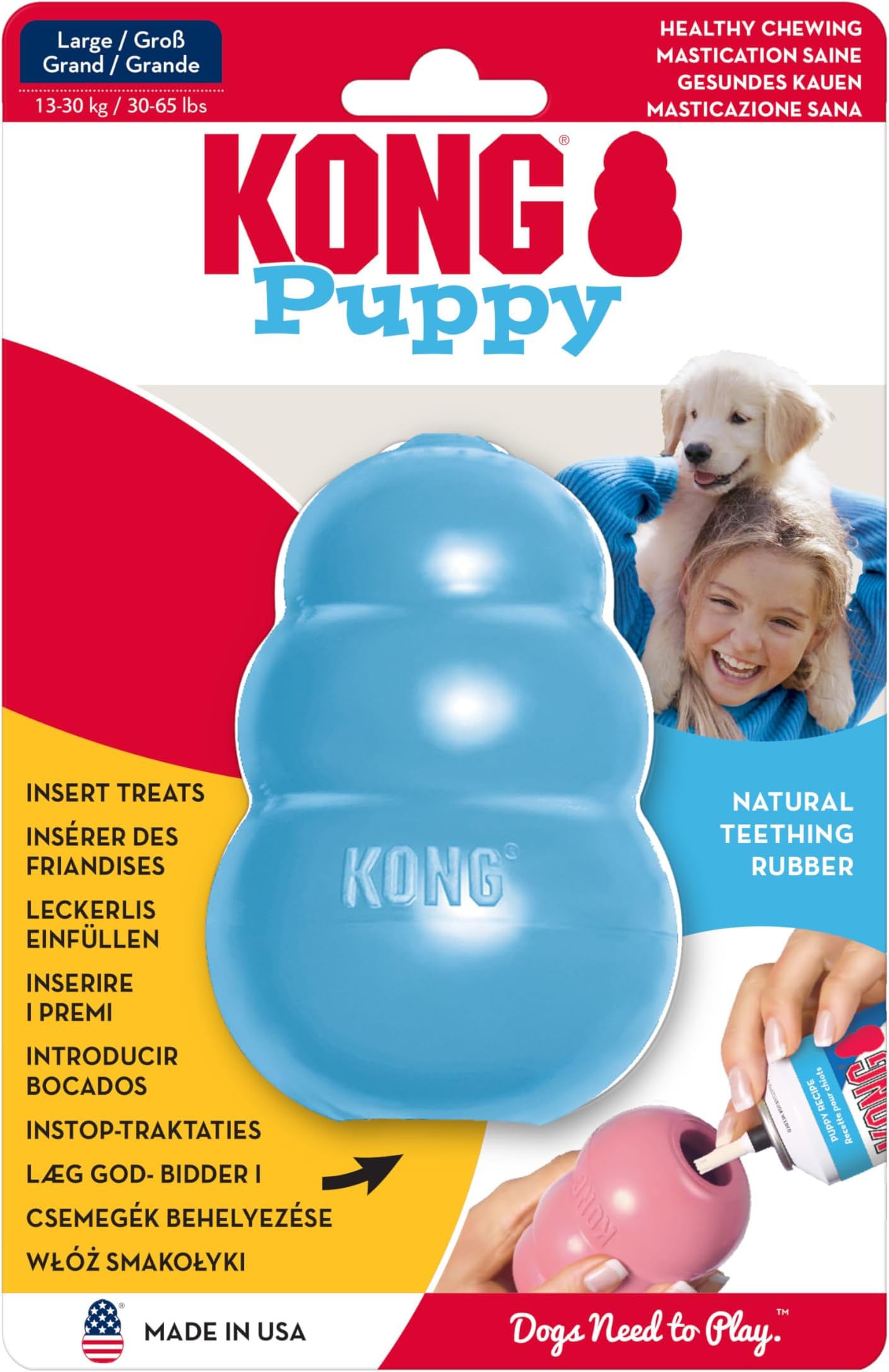 KONG Puppy Toy Natural Teething Rubber -Fun to Chew, Chase & Fetch- For ...
