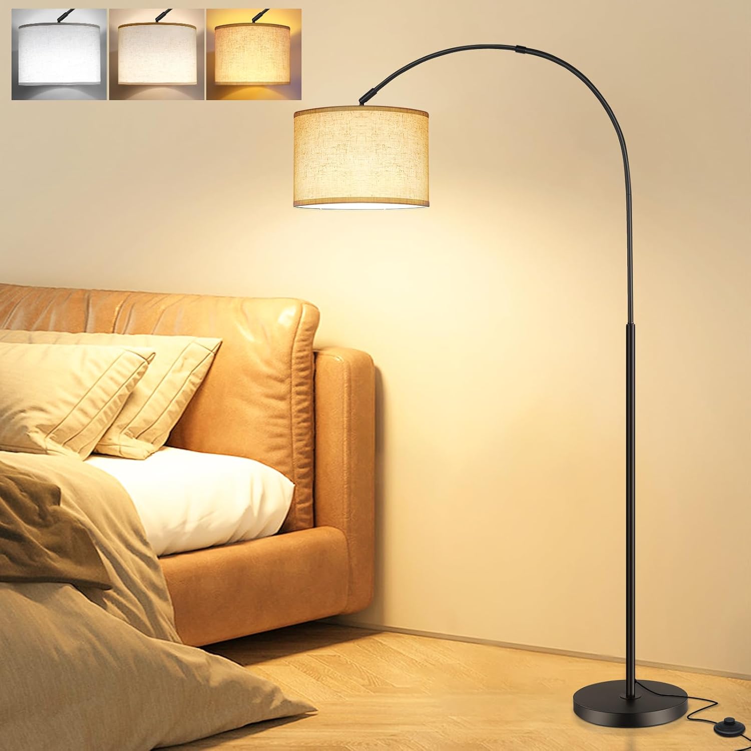 OUTON Arc Floor Lamp, Modern LED Standing Lamp with 3 Color ...