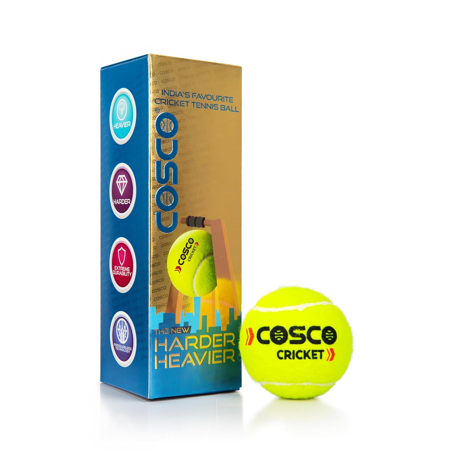 Buy Cosco Rubber Light Cricket Tennis Ball (Pack of 3), Green Online at ...