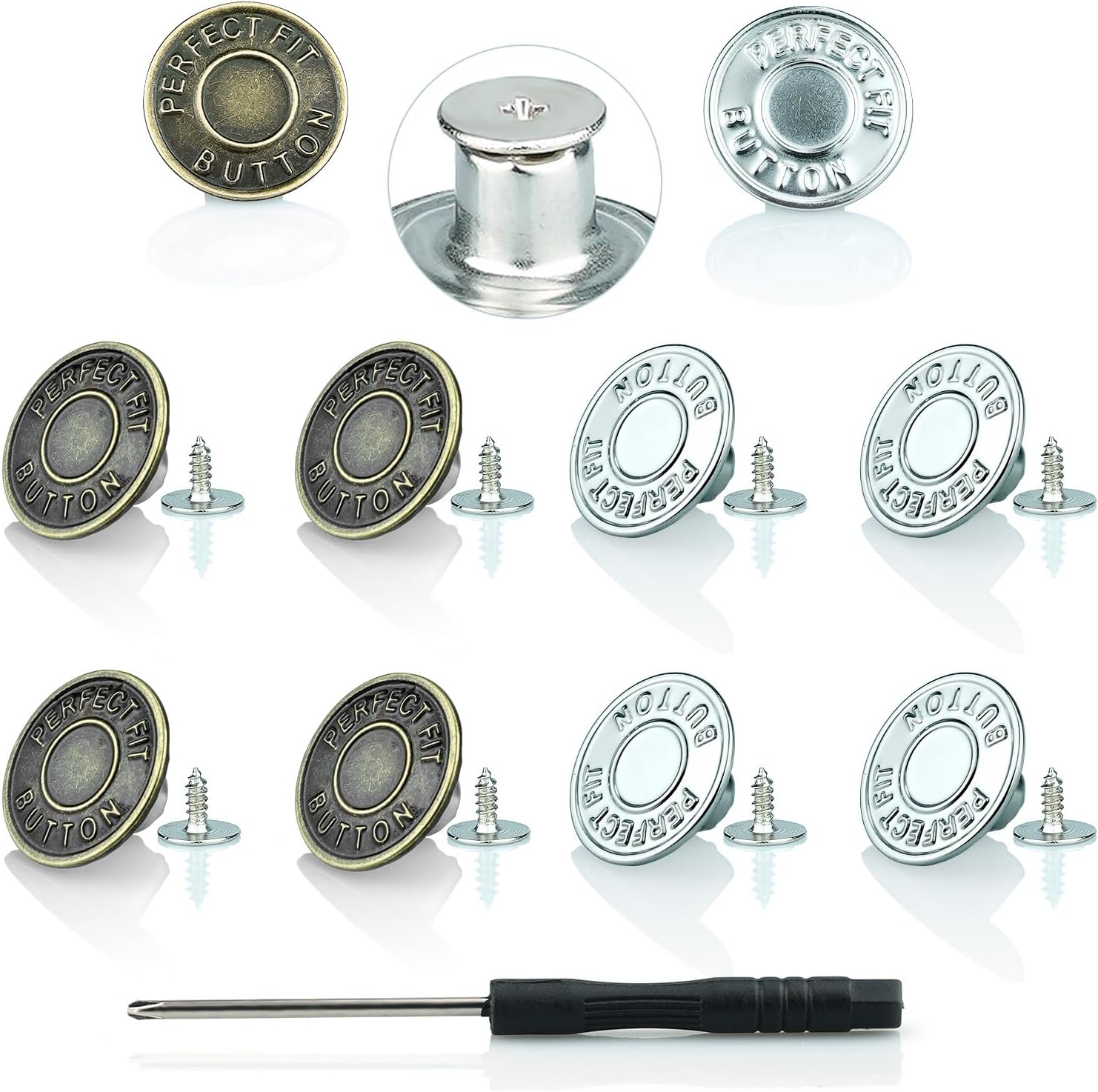 Amazon.com: 8PCS Jean Button No Sew Instant Button 17mm Detachable ...