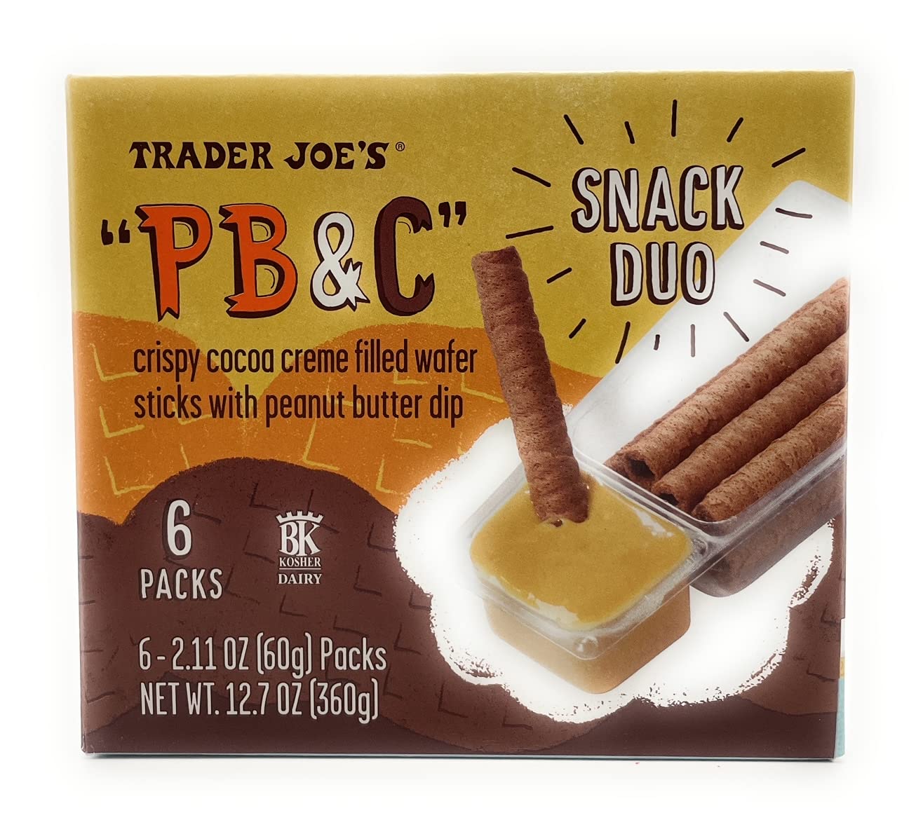 Amazon.com: PB&C Crispy Cocoa Creme Filled Wafer Sticks with Peanut ...