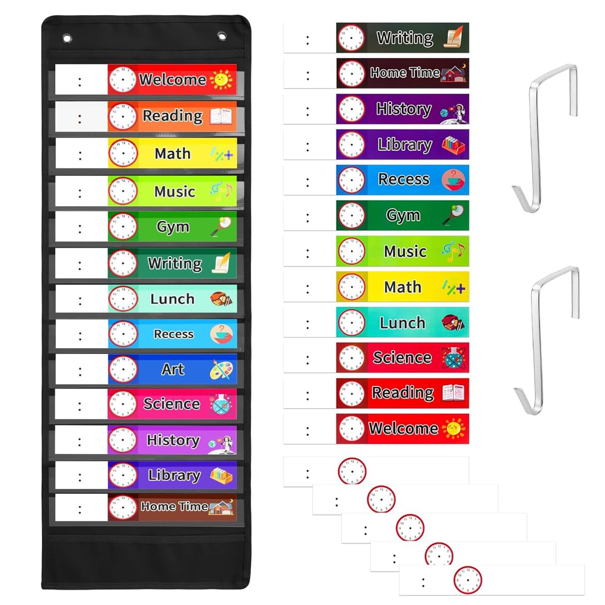 Climberty® 13-Pocket Wall Hanging Classroom Schedule Chart with Color ...