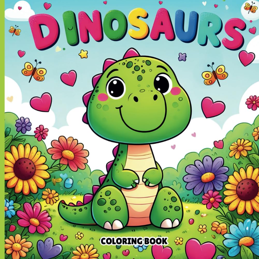 Cute Dinosaurs Bold and Easy Coloring Book: A Fun, Bold and Easy cute ...