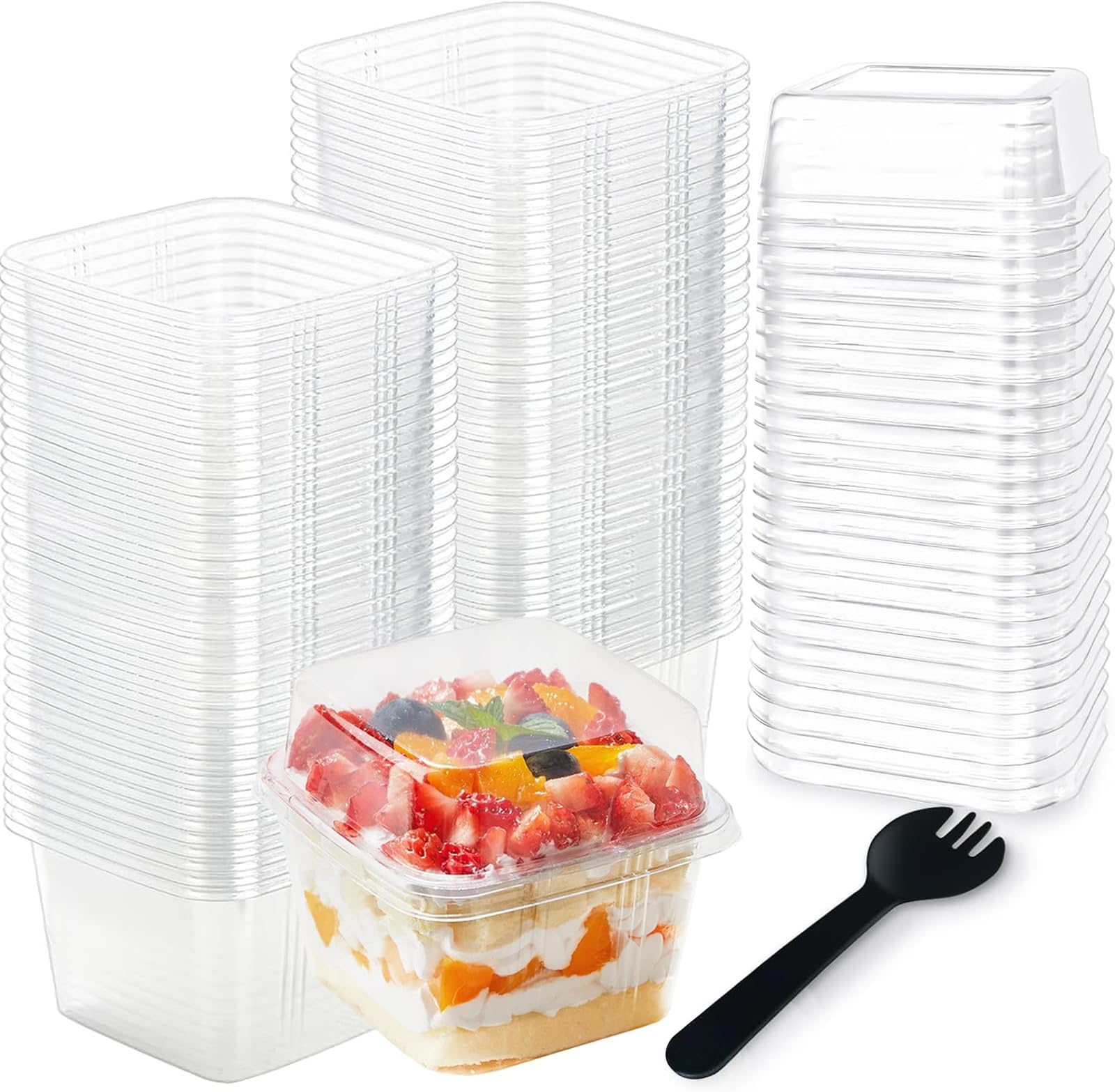 Amazon.com | Hazyore 50pcs 8oz Plastic Parfait Cups with Lids and ...