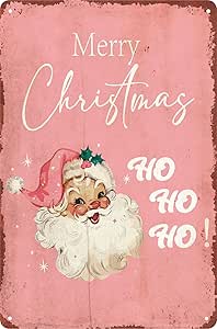 Amazon.com: UYIKG Pink Christmas Decorations Vintage Metal Tin Signs ...