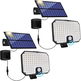 QQARORSUN Solar Motion Detector Lights, Separate 16.4ft Cord Solar ...