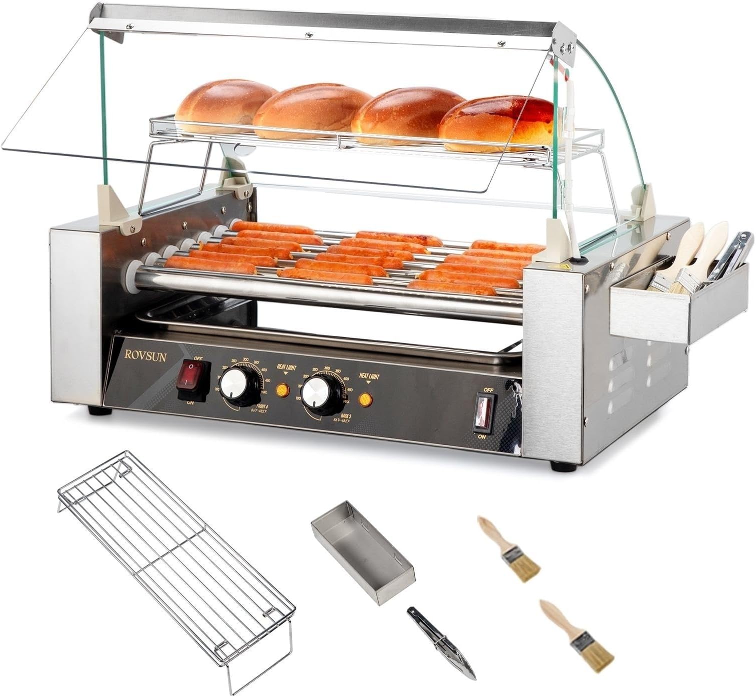 Amazon.com : VIVO Electric 12 Hot Dog 5 Roller Grill Warmer, Stainless ...