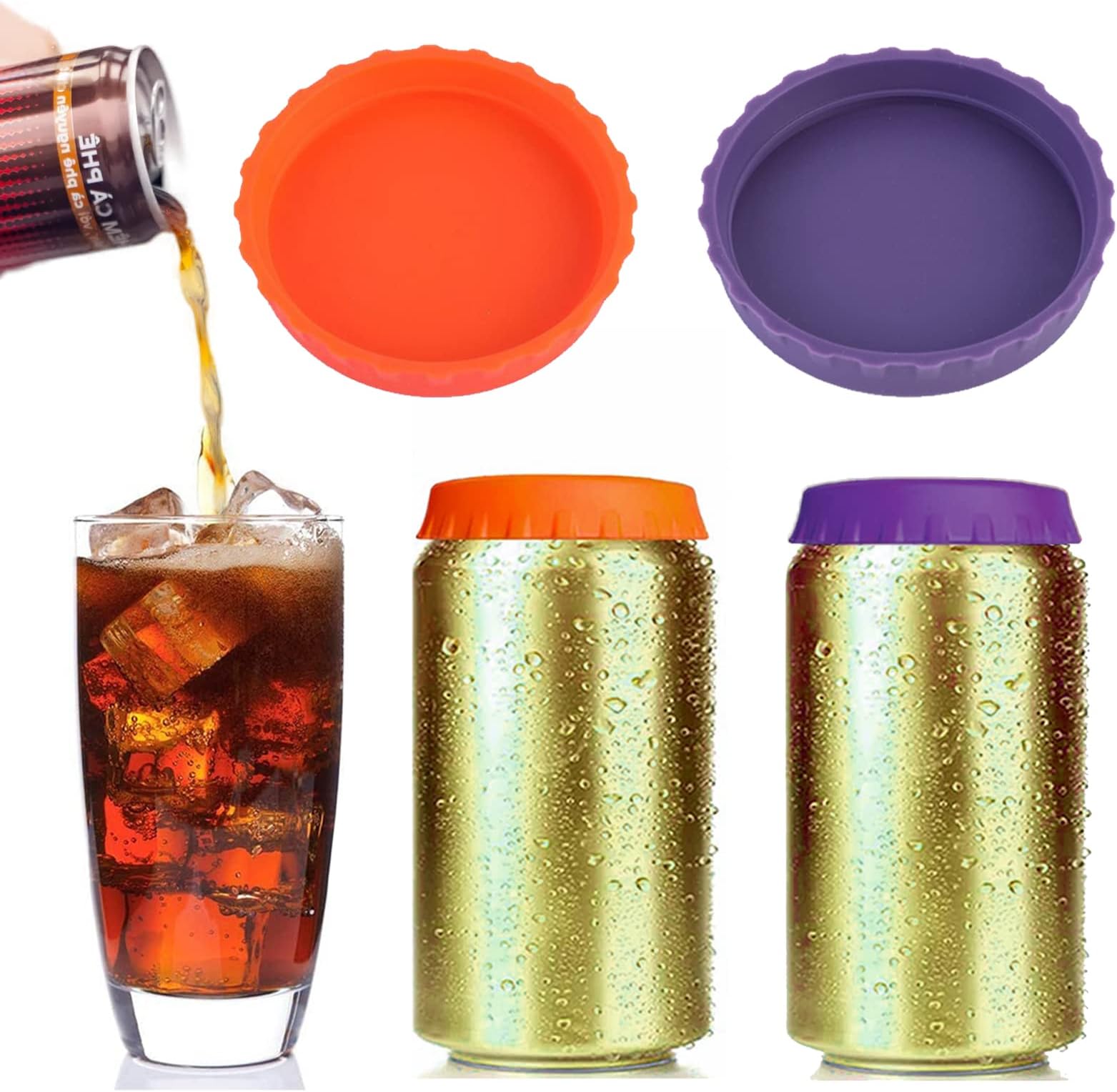 Amazon.com: 4 Pack Silicone Soda or Beverage Can Lid,Easy to Clean and ...