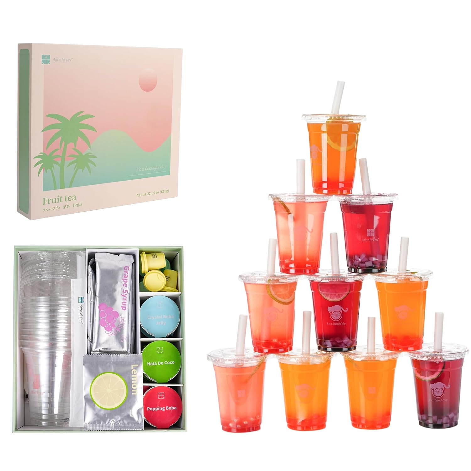 Amazon.com: Bubble Fruit Tea kit for Party, 10 Drinks, Natural Tea ...