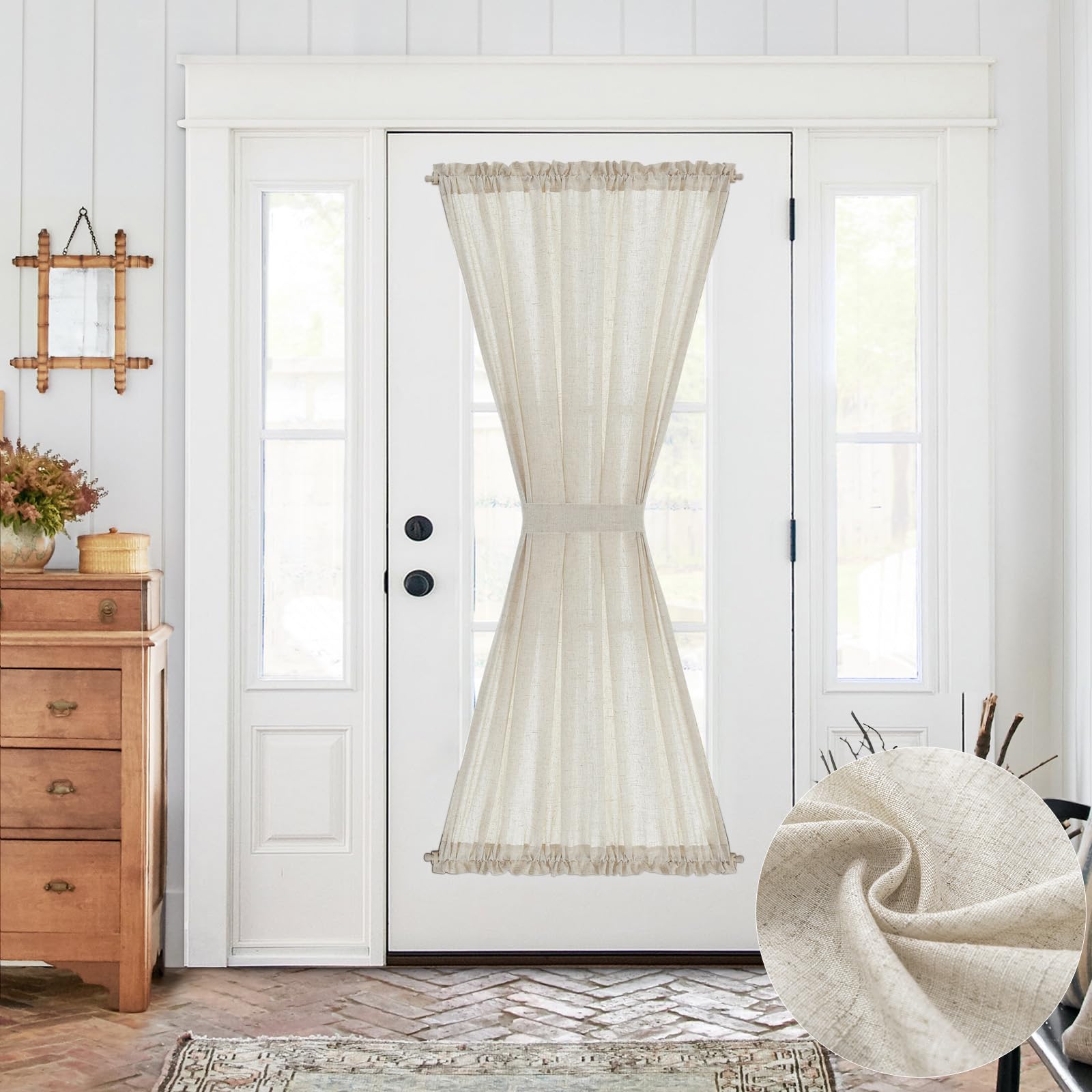 Amazon.com: jinchan Linen French Door Curtain 72 Inch Farmhouse Door ...
