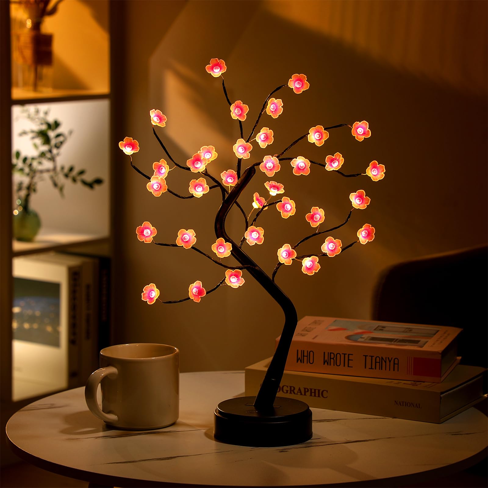 Snapklik.com : 2 Pcs Cherry Blossom Tree Lamp 18 Inch Japanese Tree ...