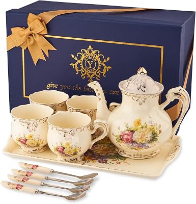 YOLIFE Porcelain Tea Set, Vintage Flowering Shrubs Comoros | Ubuy