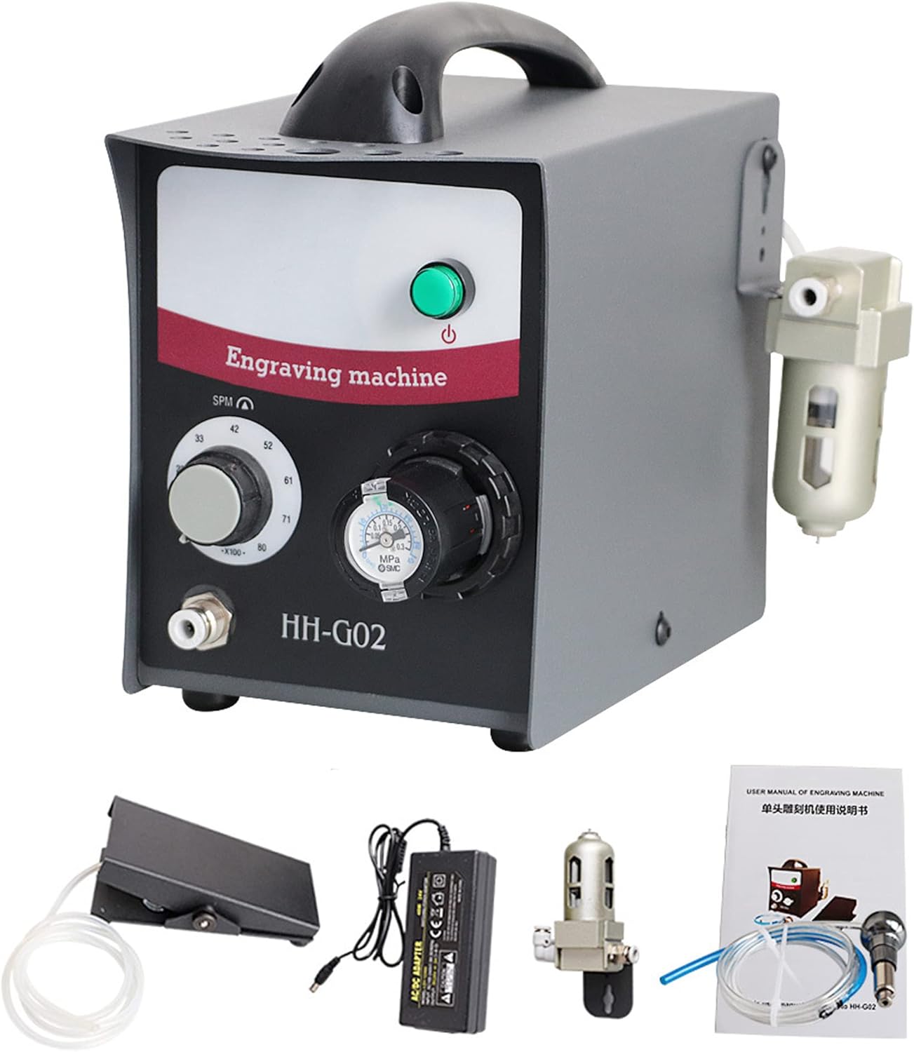 Single-Head Jewelry Pneumatic Engraving Machine 400-800RPM Adjustable ...