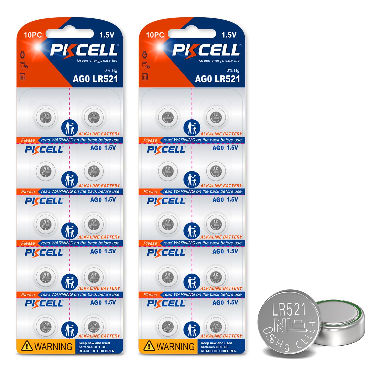PKCELL SR521SW Watch Battery AG0 379 LR521 Battery 1.5V Alkaline Button ...