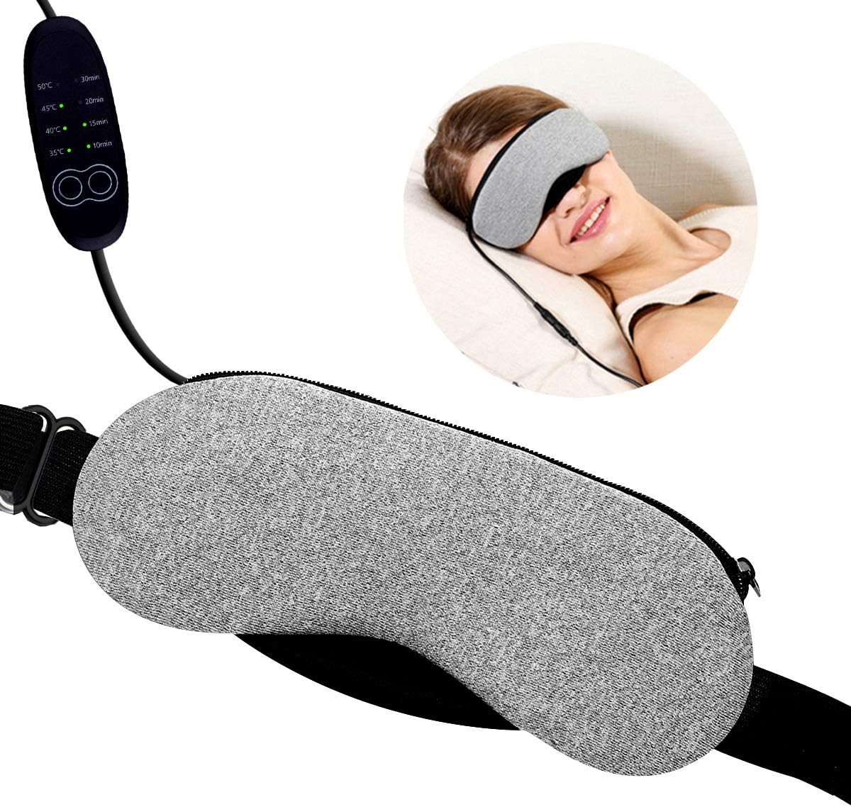 Heated Eye mask - VINDAR Cotton Eye Mask, Warming Night Massage Mask ...