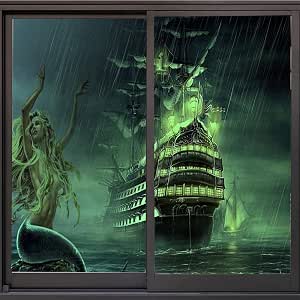 Amazon.com: No Glue Static Cling Window Films, Storm Mermaid Pirate ...