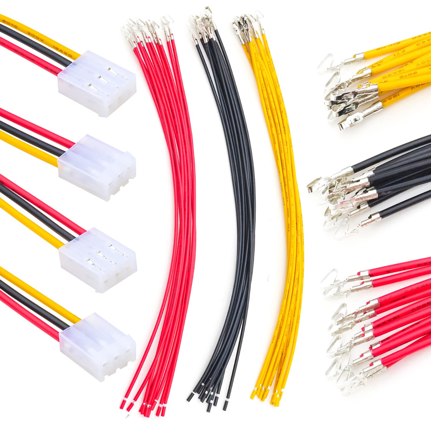 Amazon.com: Keszoox Jst CH 3.96MM 3 Pin Connector Socket Kit Total 4 Sets with 12Pcs 210MM 18AWG ...