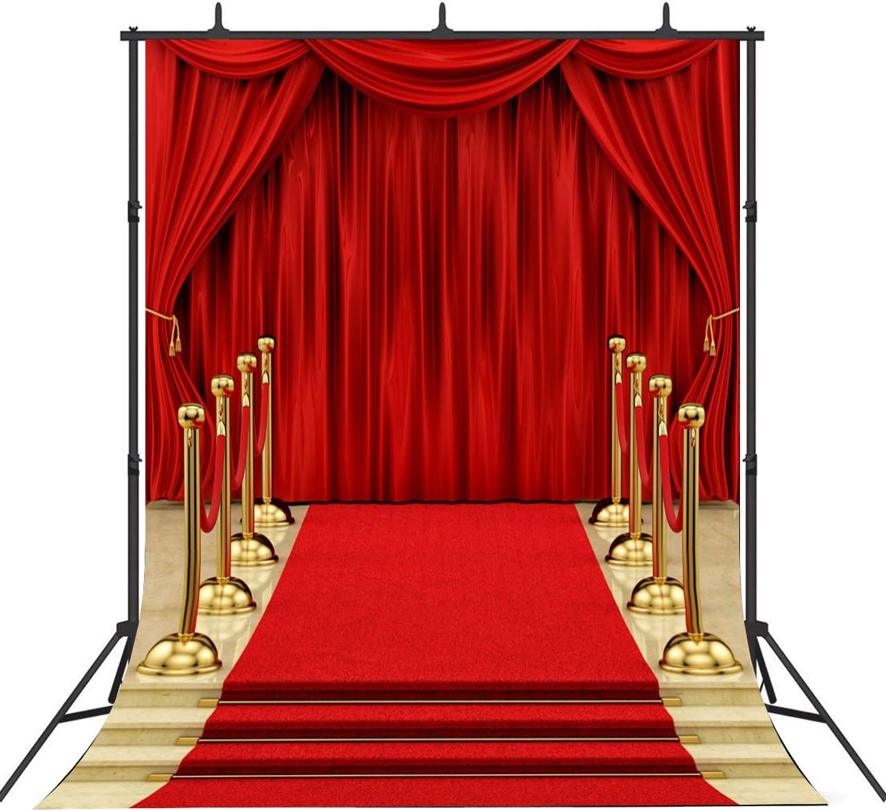 Amazon.com : GYA 7x5ft Golden Red Curtain Party Backdrop Theater ...