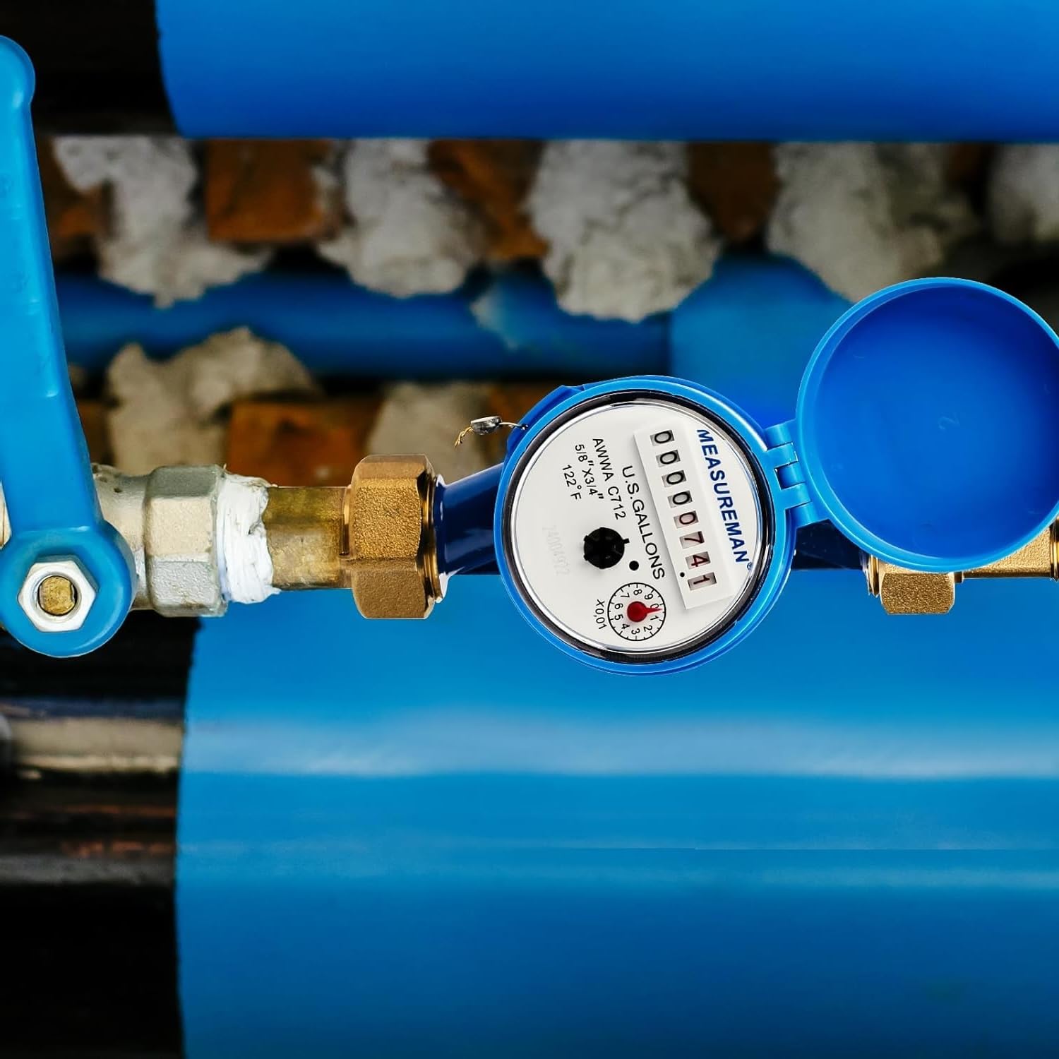 Snapklik.com : 3/4" Non-Pulsed Single-Jet Gallon Water Meter Blue Brass ...