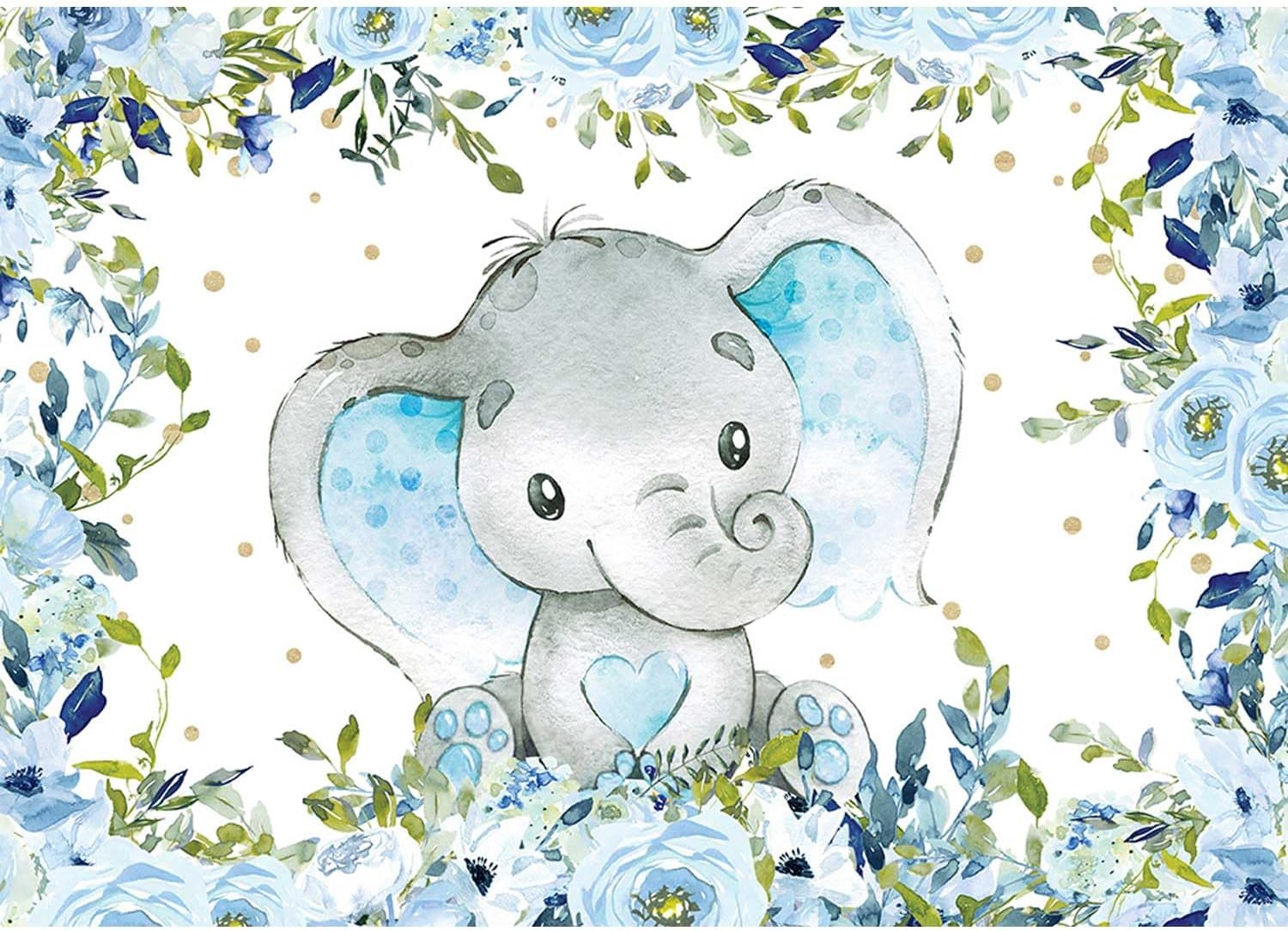 Amazon.com : Avezano Elephant Baby Shower Backdrop for Boy 7x5ft A ...