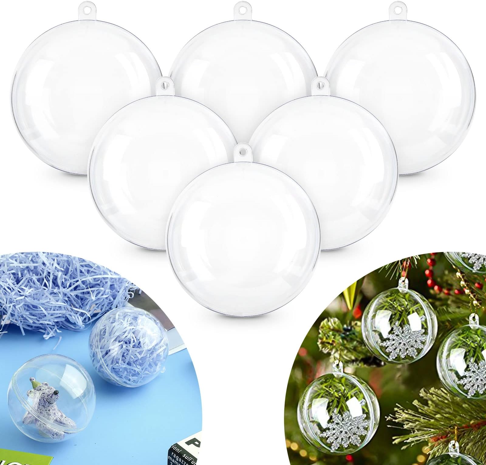 Amazon.com: Luxdesc Bulk 30Pcs Clear Plastic Fillable Baubles Ornament ...