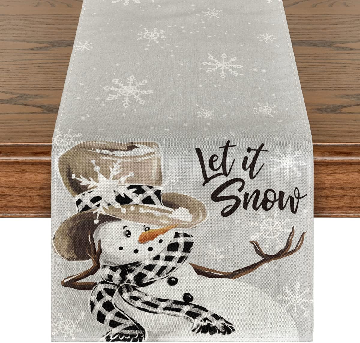 Artoid Mode Grey Snowman Snowflake Let it Snow Christmas Table Runner ...