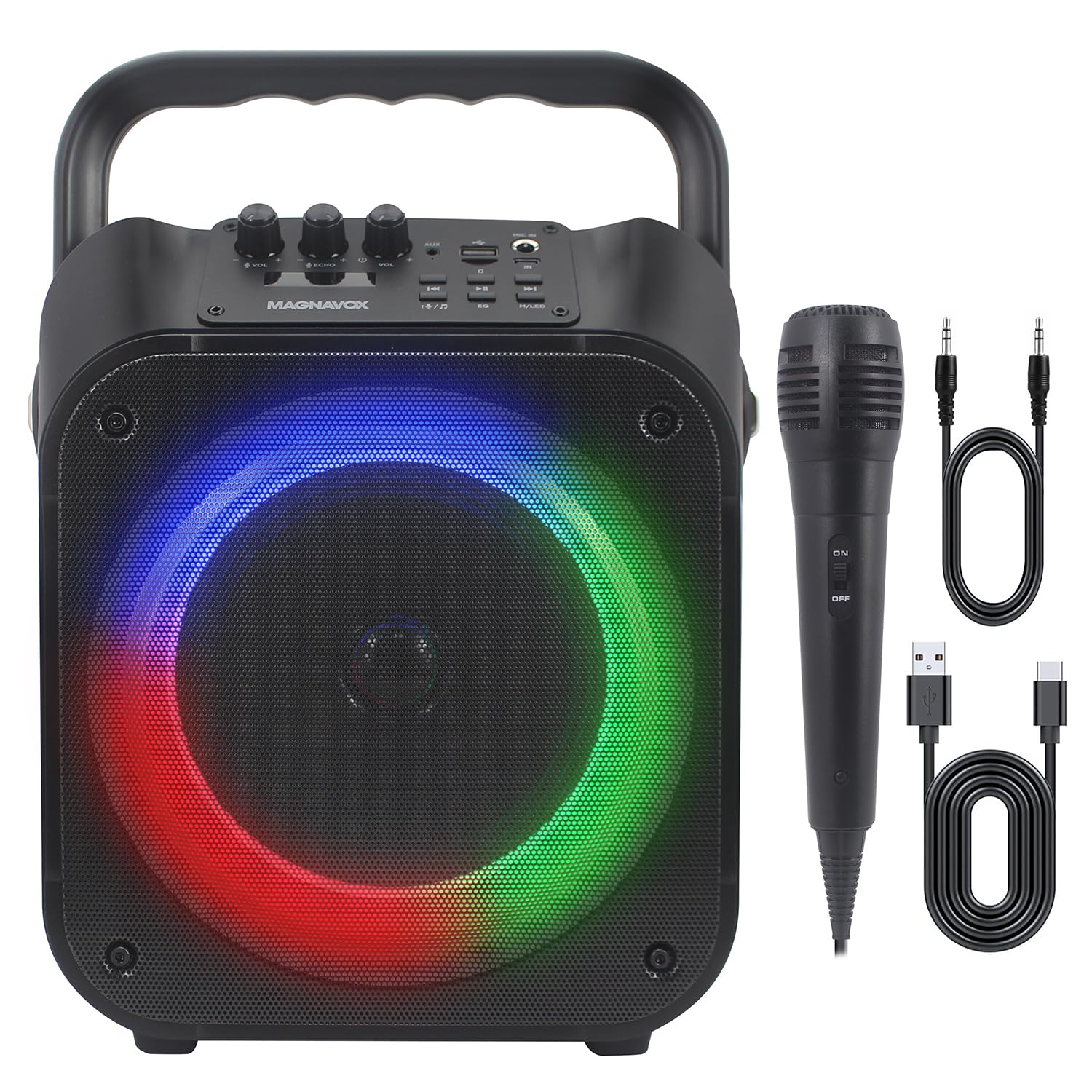 Amazon.com: Magnavox MHT778 Portable Karaoke System w/Lights, Bluetooth ...