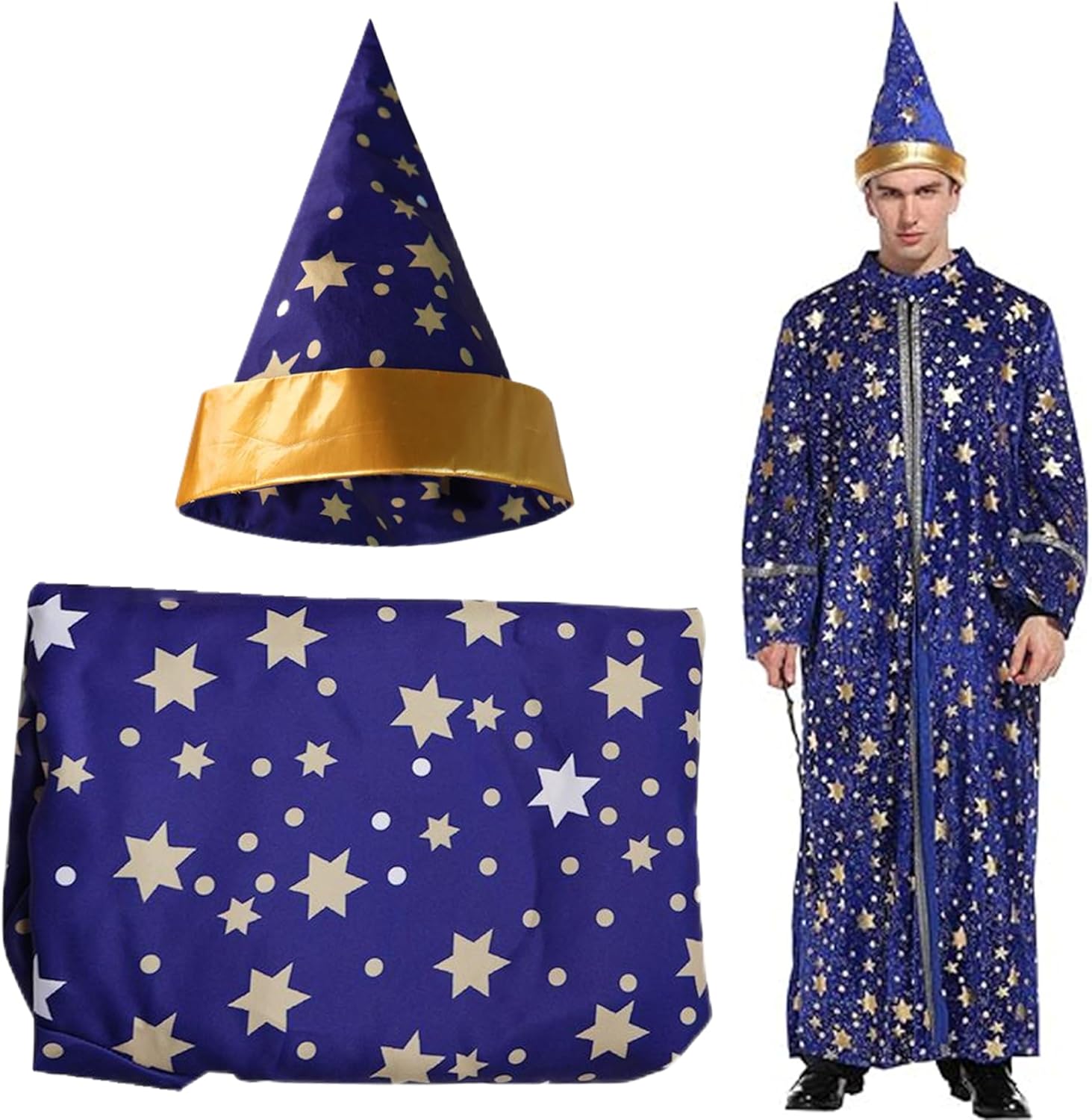 Amazon.com: XJKLBYQ Adult Wizard Costume,Wizard Costume Long Sleeves ...