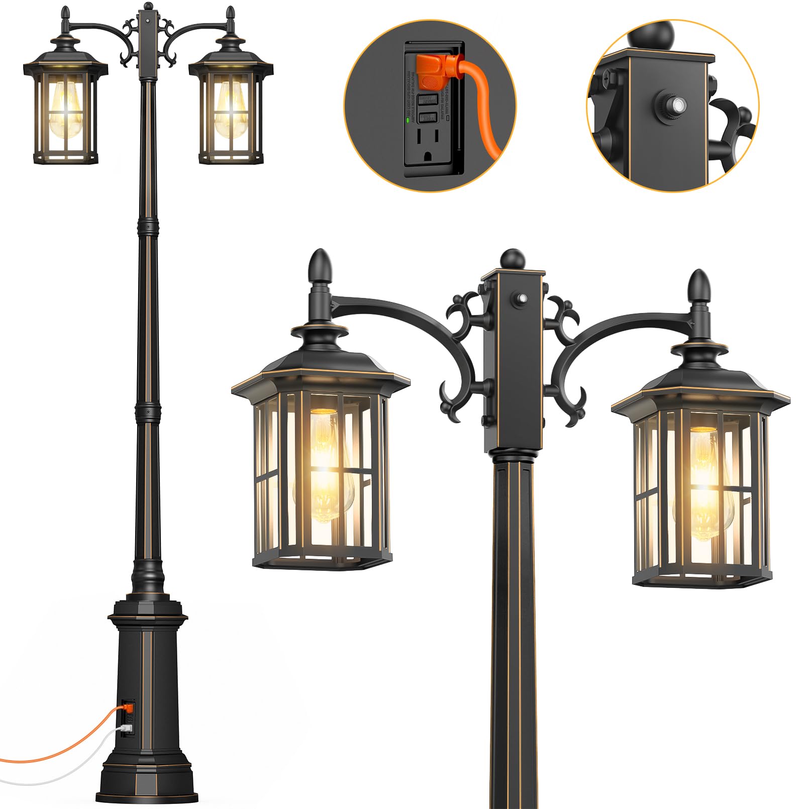 OYKYOHEI Outdoor Post Lights, Dusk to Dawn Outdoor Lamp Post with ...