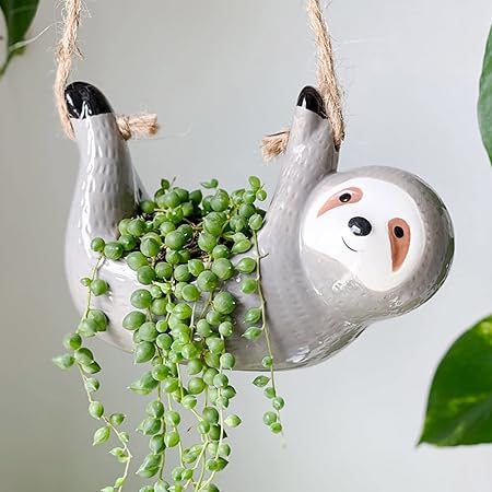 Amazon.com: MANOPAWS Macrame Plant Hanger Crochet Sloth Hanging Planter ...