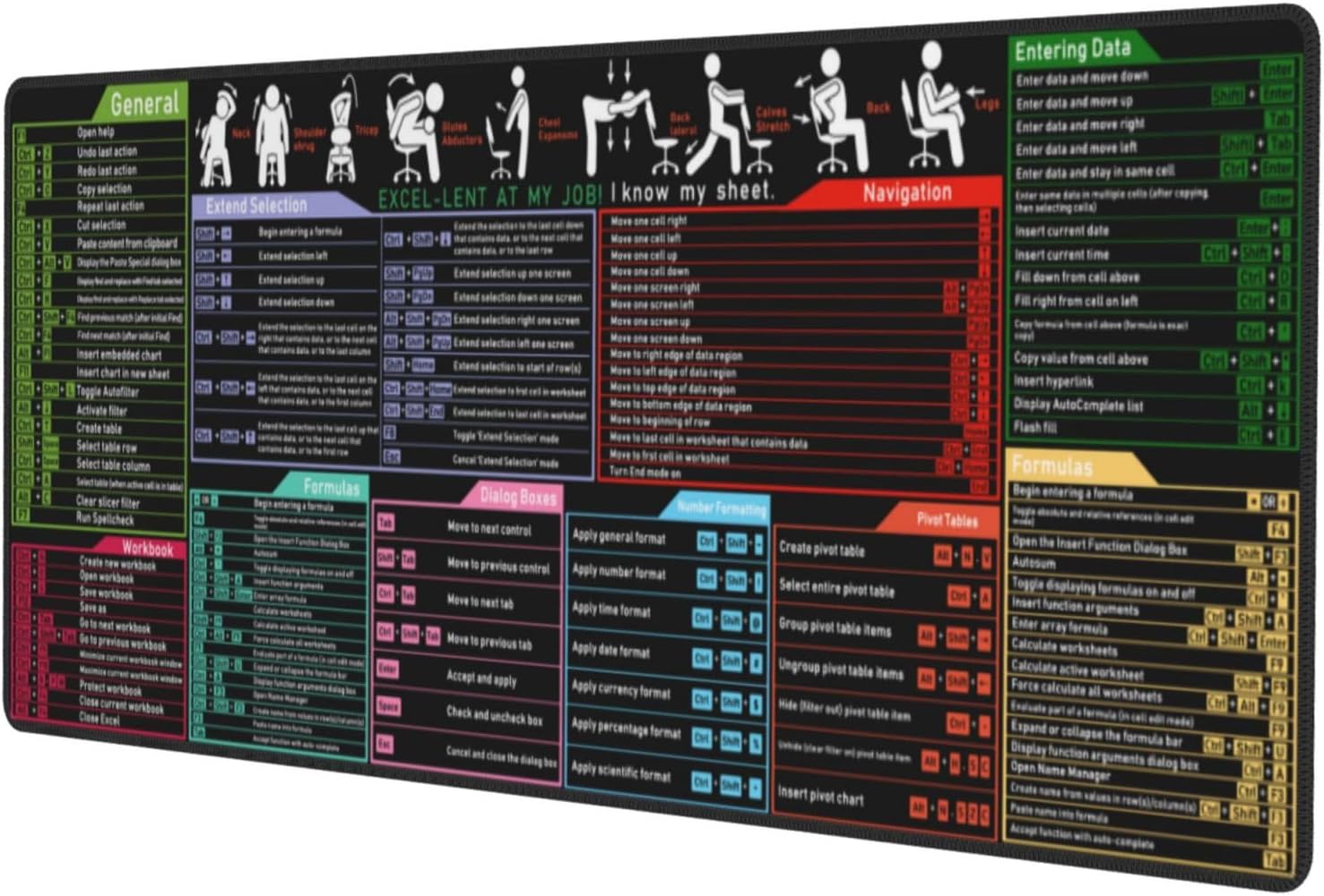Excel Cheat Sheet Shortcut Mouse Pad, Extended Large Philippines | Ubuy