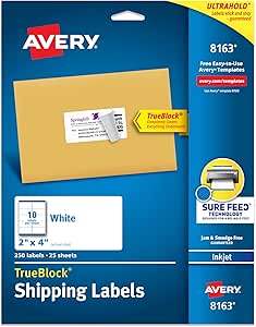 Amazon.com: Avery Printable Shipping Labels with Sure Feed, 2" x 4 ...