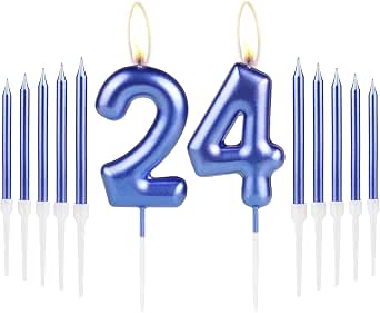 Amazon.com: iNINGER Dark Blue 24th Birthday Number Candles, Number 24 ...