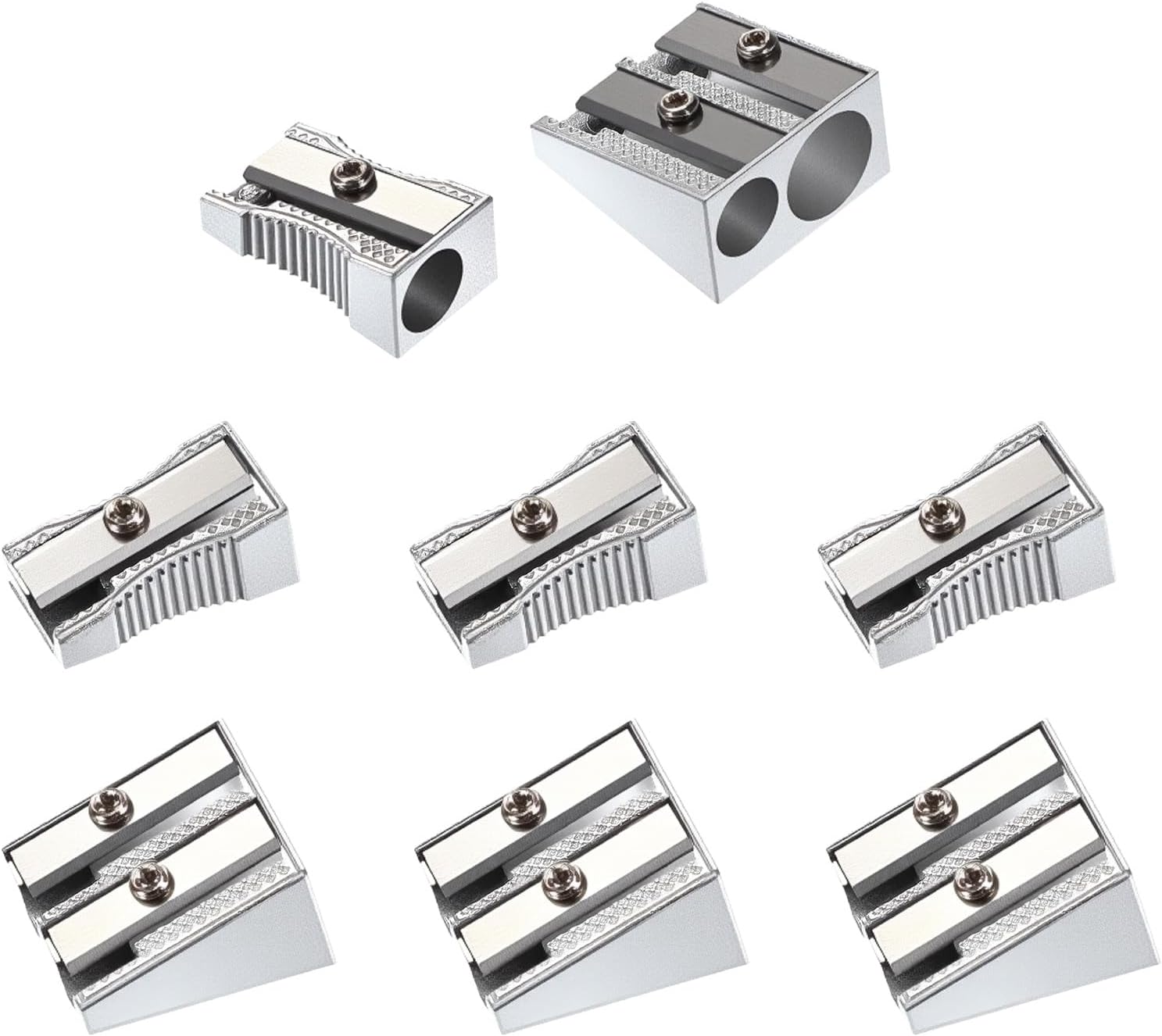 Amazon.com: 8 pcs Metal Pencil Sharpener Single-Hole Double Hole Hand Magnesium Pencil Sharpener ...