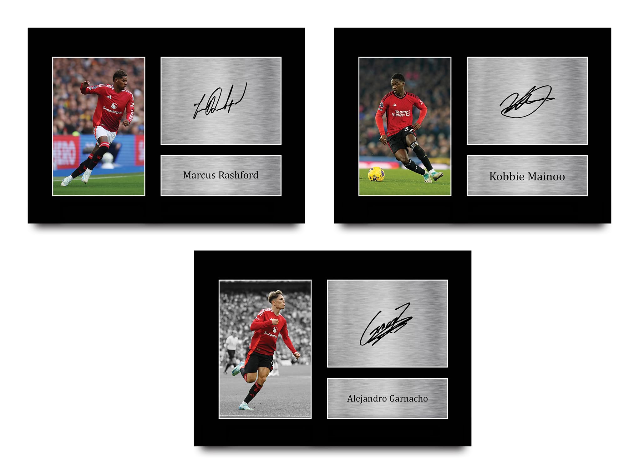 HWC Trading Garnacho, Mainoo & Rashford Gifts Printed Signed Autograph ...