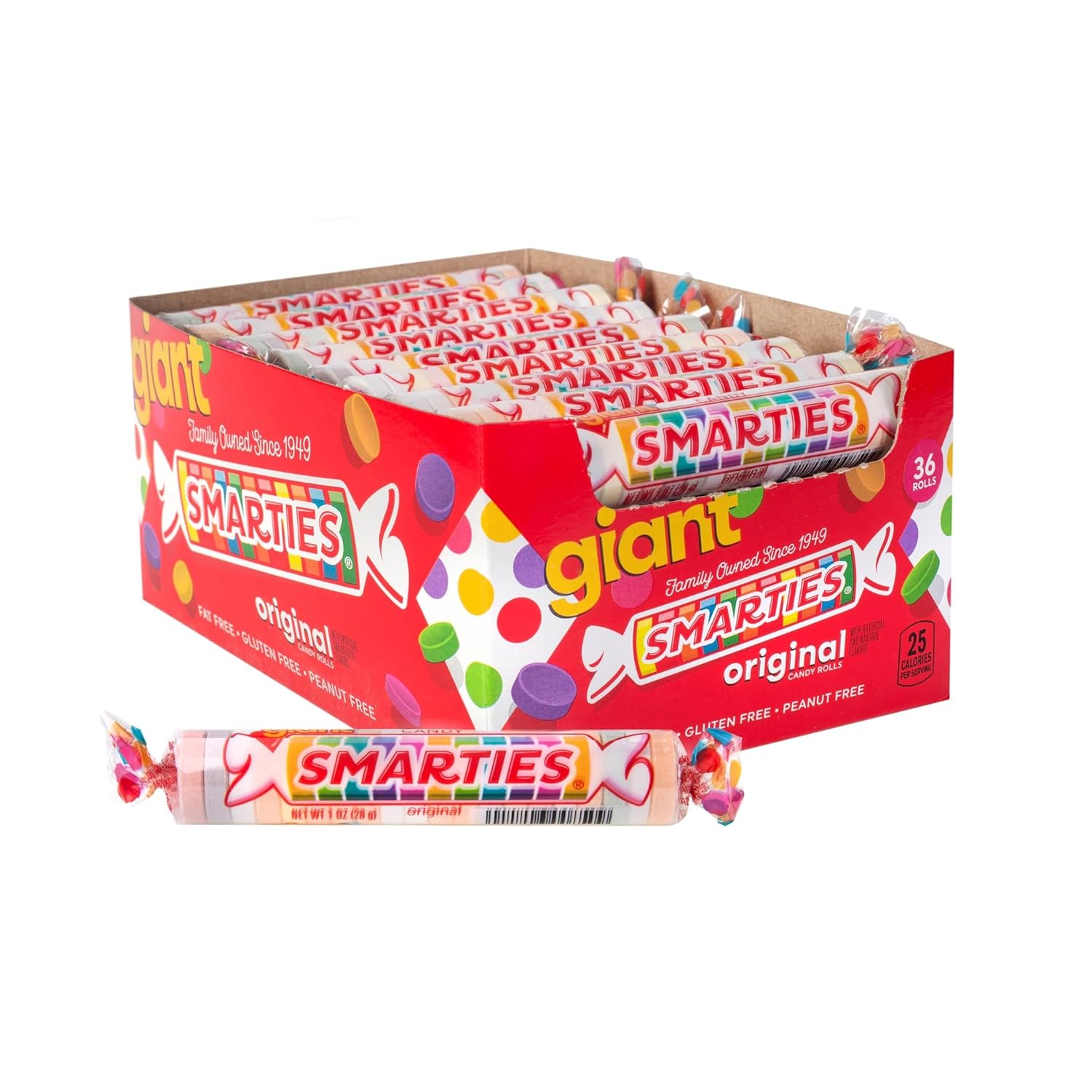 Amazon.com : Smarties Candy Rolls, Giant, 34 Ounce Counter Top Box, 36 ...