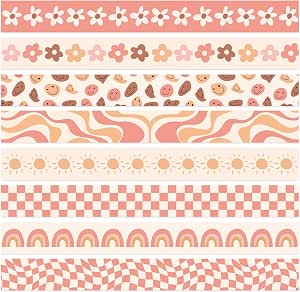 Amazon.com: Whaline 82Ft Retro Groovy 70s Bulletin Board Borders Boho ...